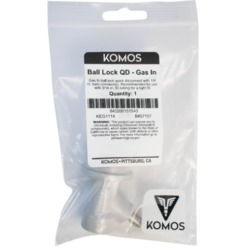 Ball Lock Quick Disconnect (QD) | Gas In | Barb | KOMOS®