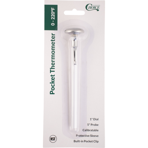 Pocket Thermometer | 1 in. Dial | 5 in. Probe | 0-220°F